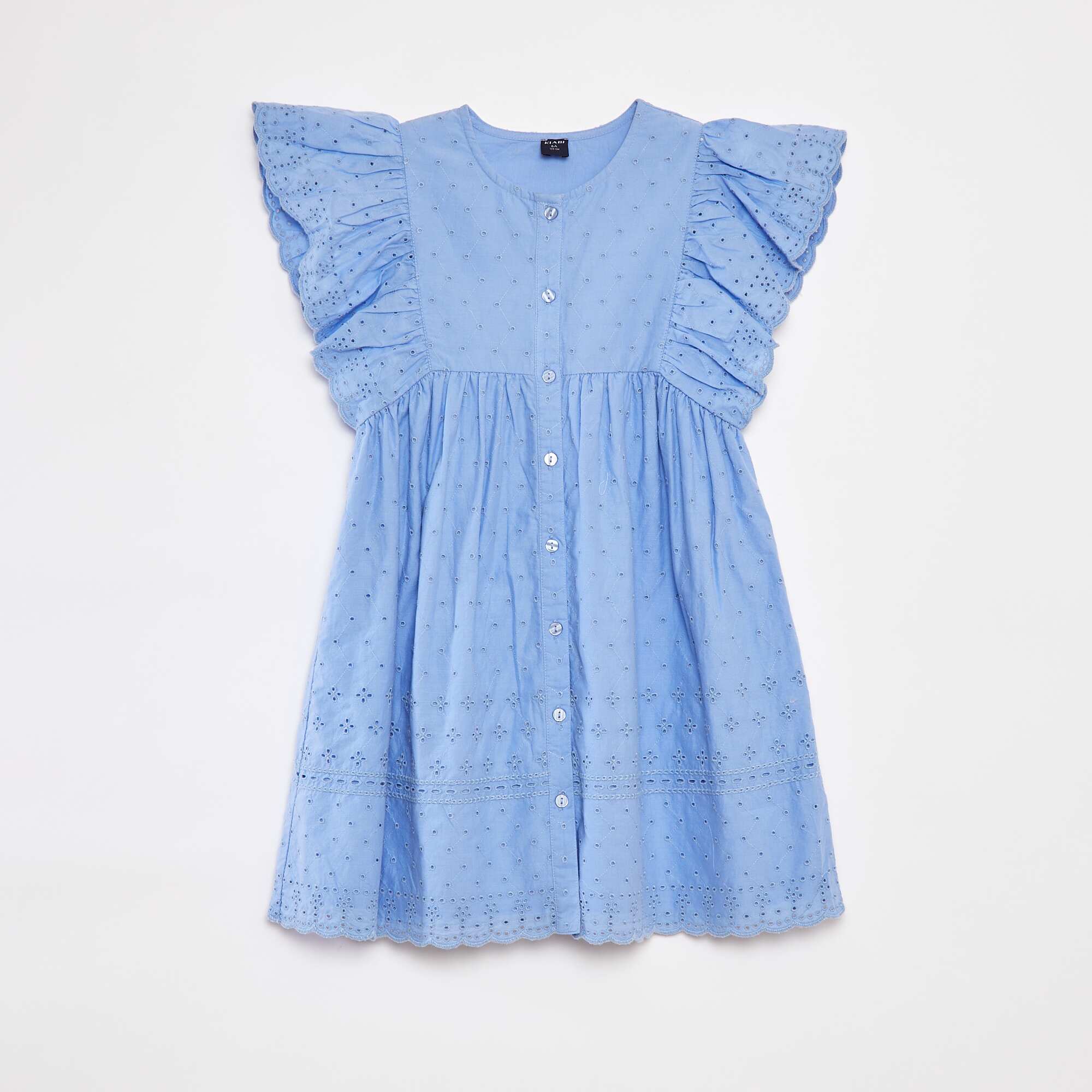 Robe avec broderies all over et volants aux emmanchures BLEU – Kiabi ...
